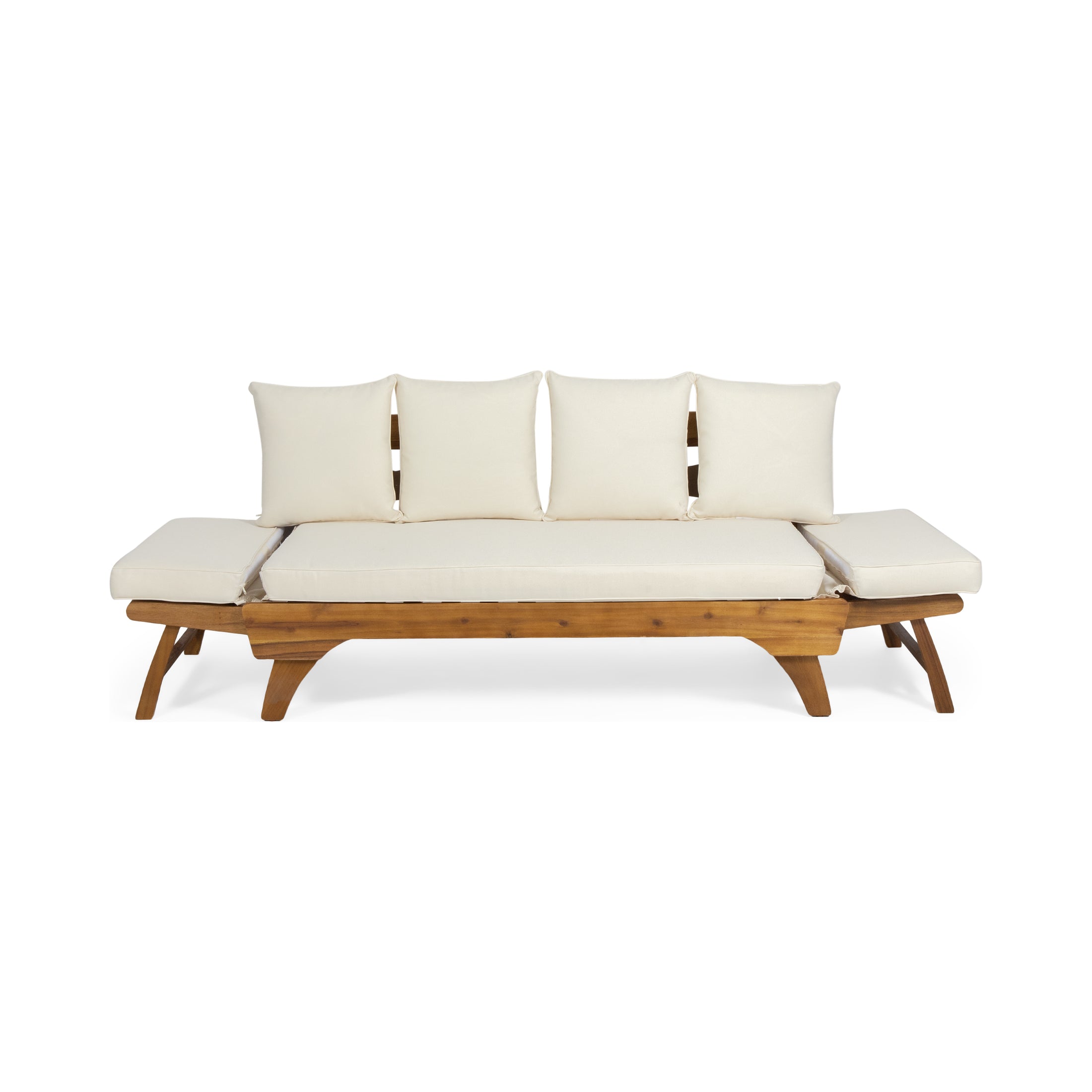 Oceanna Outdoor Acacia Wood and Rope Expandable Daybed with Cushions ...