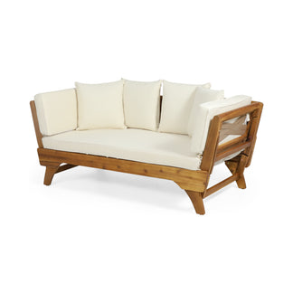 Oceanna Outdoor Acacia Wood and Rope Expandable Daybed with Cushions ...