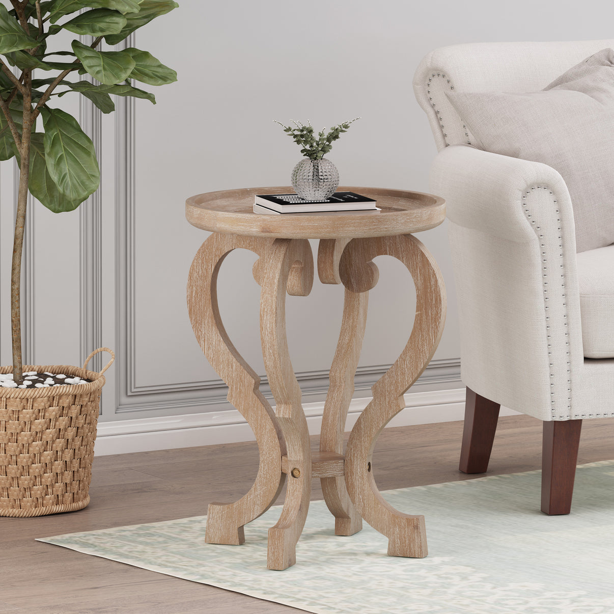 Kaye French Country Accent Table with Round Top – GDFStudio