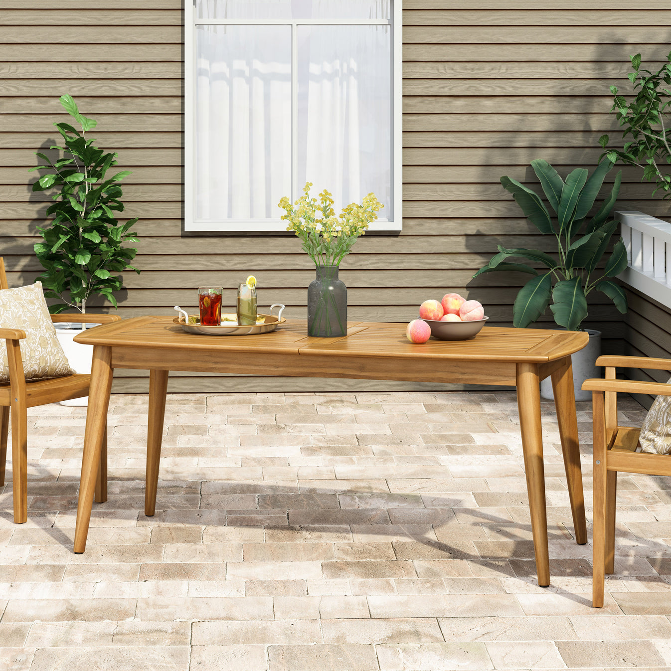 Yugan Outdoor Rustic Acacia Wood Dining Table – GDFStudio