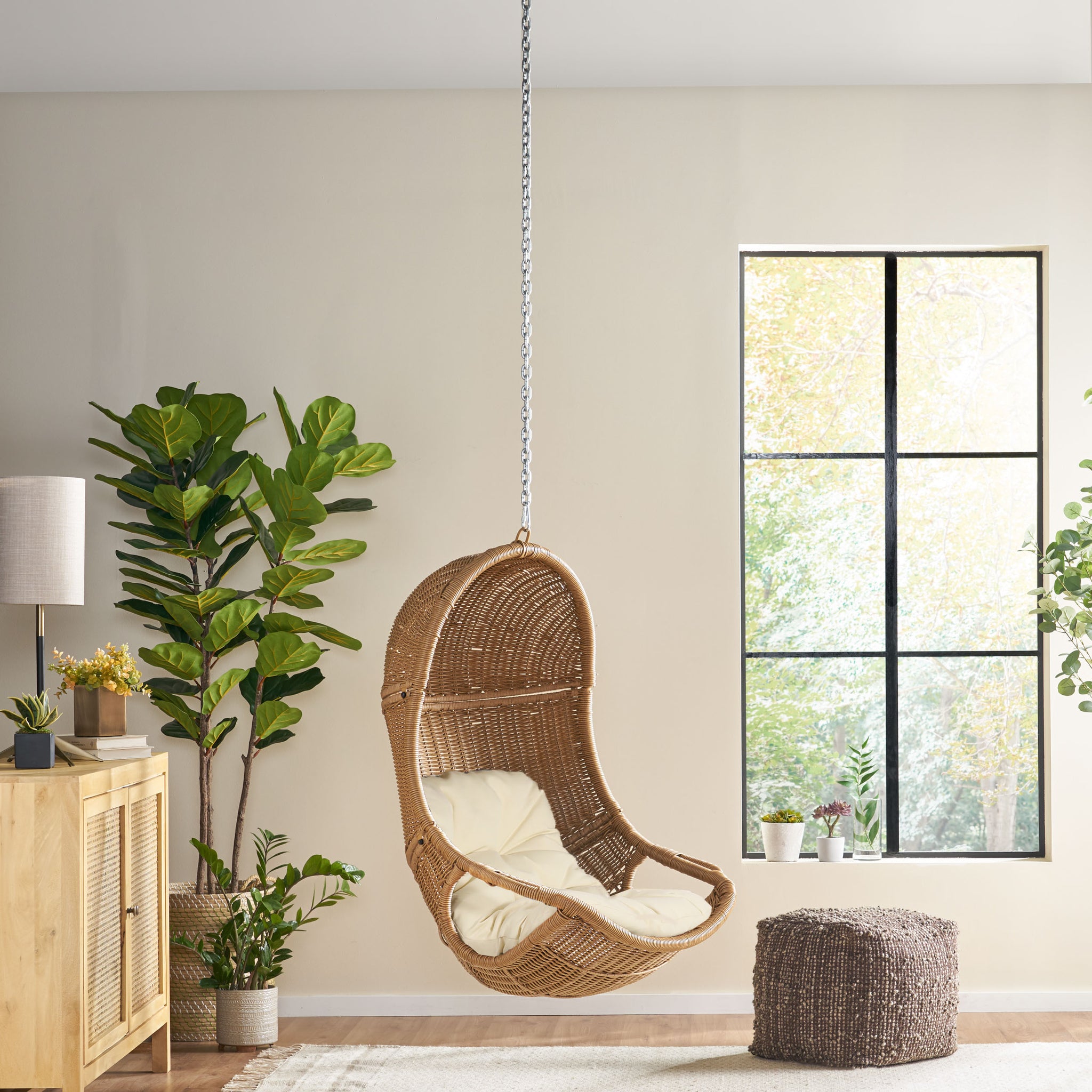 Berrien Orville Outdoor/Indoor Wicker Hanging Nest Chair (No Stand ...