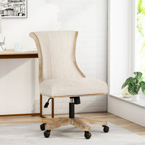 Andrea Contemporary Upholstered Roll Back Swivel Office Chair – GDFStudio