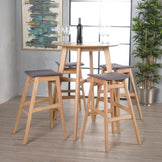 Simi Natural Oak Finish Circular 5 Piece Bar Height Dining Set – GDFStudio