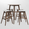 Simi Natural Walnut Finish Circular 5 Piece Bar Height Dining Set ...