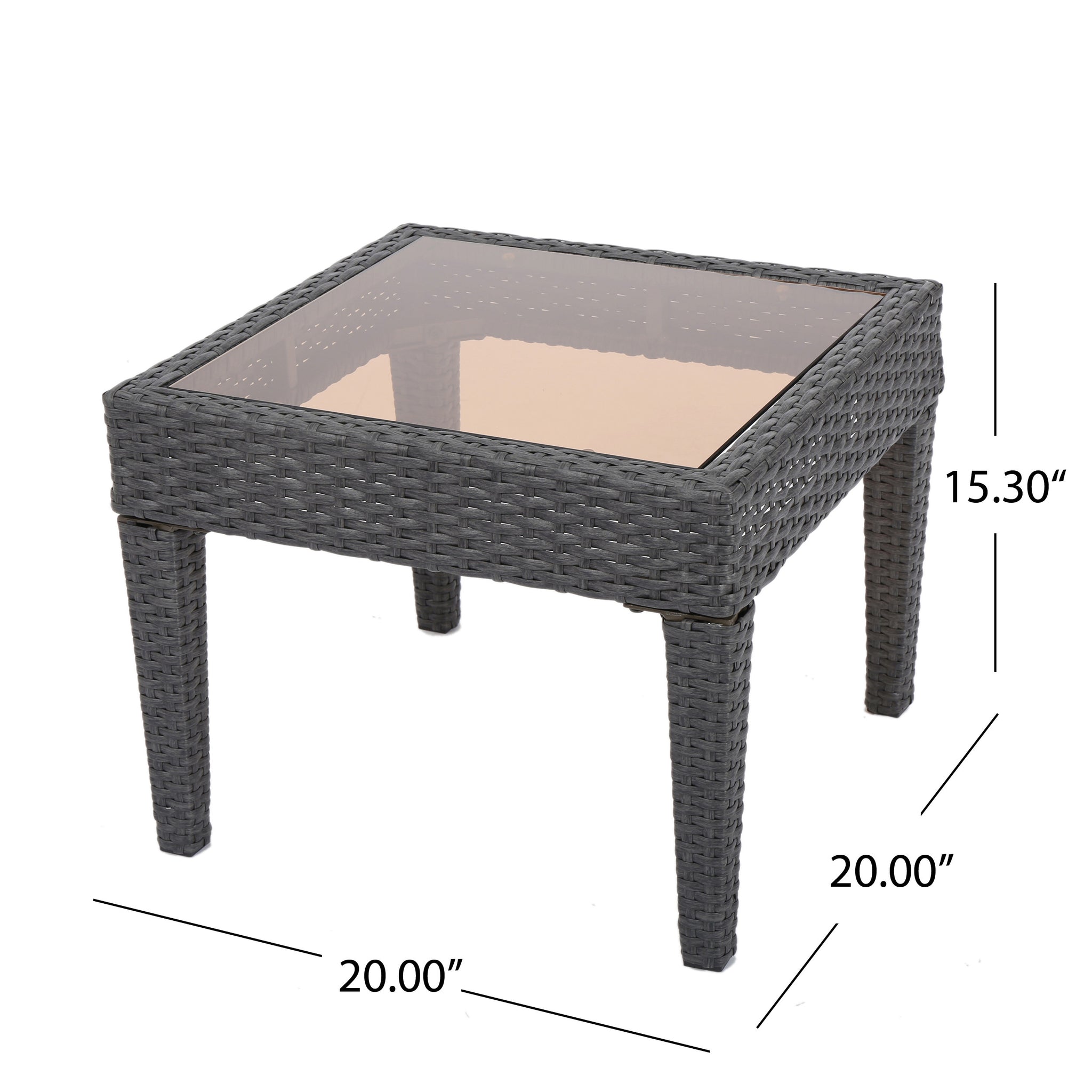 Jermaine Outdoor Grey Wicker Side Table – GDFStudio