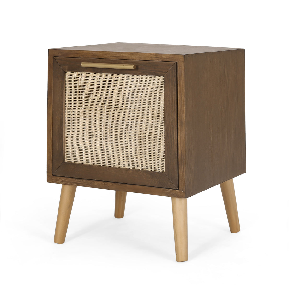 Pilster Contemporary End Table with Storage, Walnut, Natural, and Anti ...