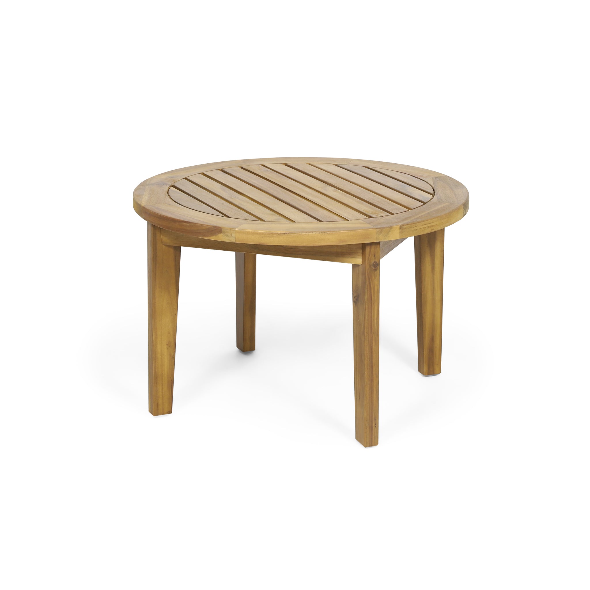 Laiah Outdoor Wooden Chat Set with Round Coffee Table – GDFStudio
