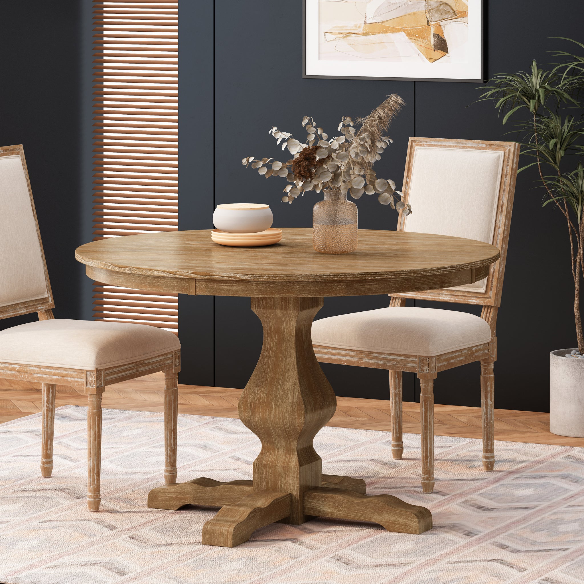 Remuda Rustic Wood Circular Dining Table – GDFStudio