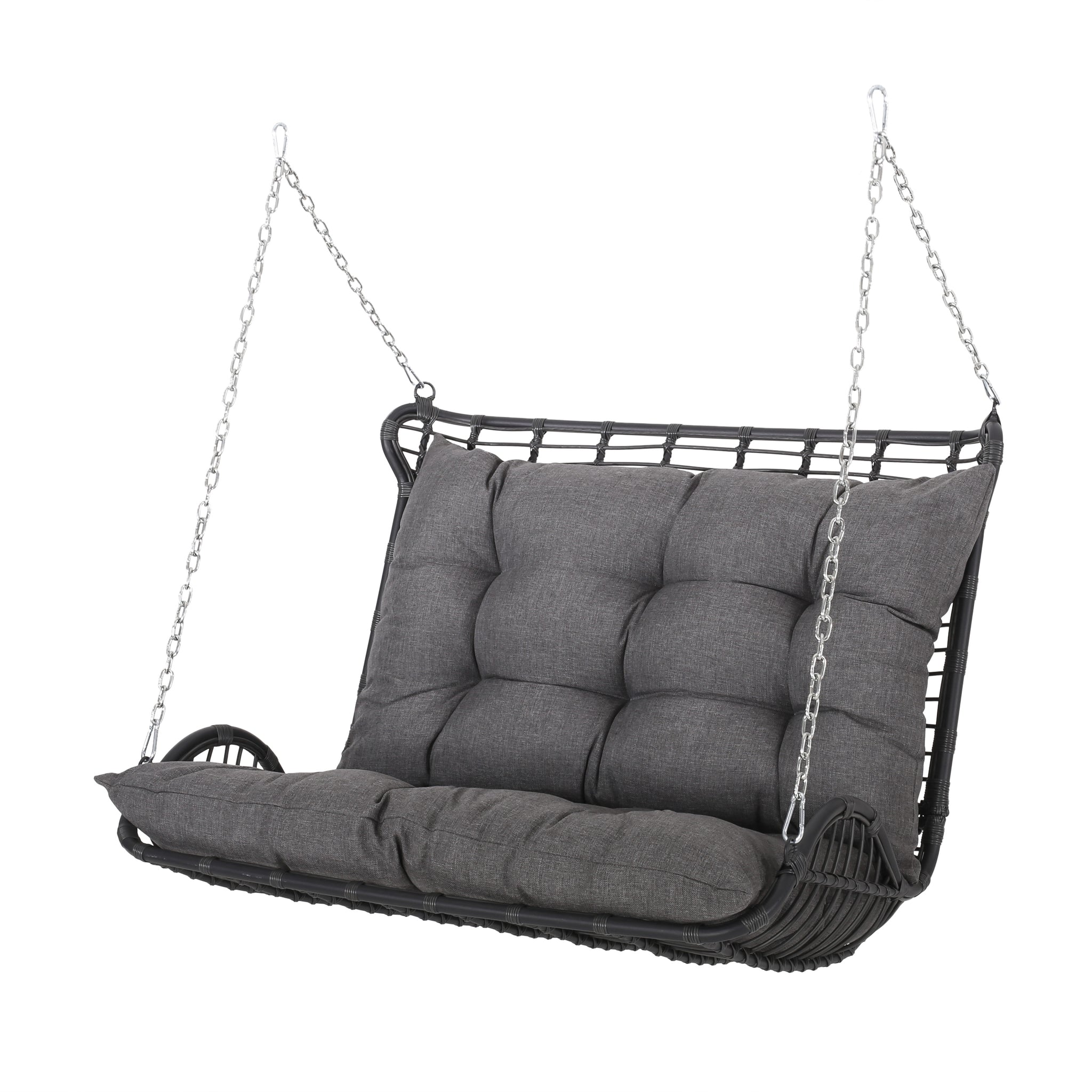 Matthew Outdoor Wicker Porch Swing with Cushions – GDFStudio