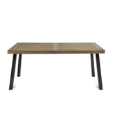 Mika Outdoor Finished Acacia Wood Dining Table with Metal Legs – GDFStudio