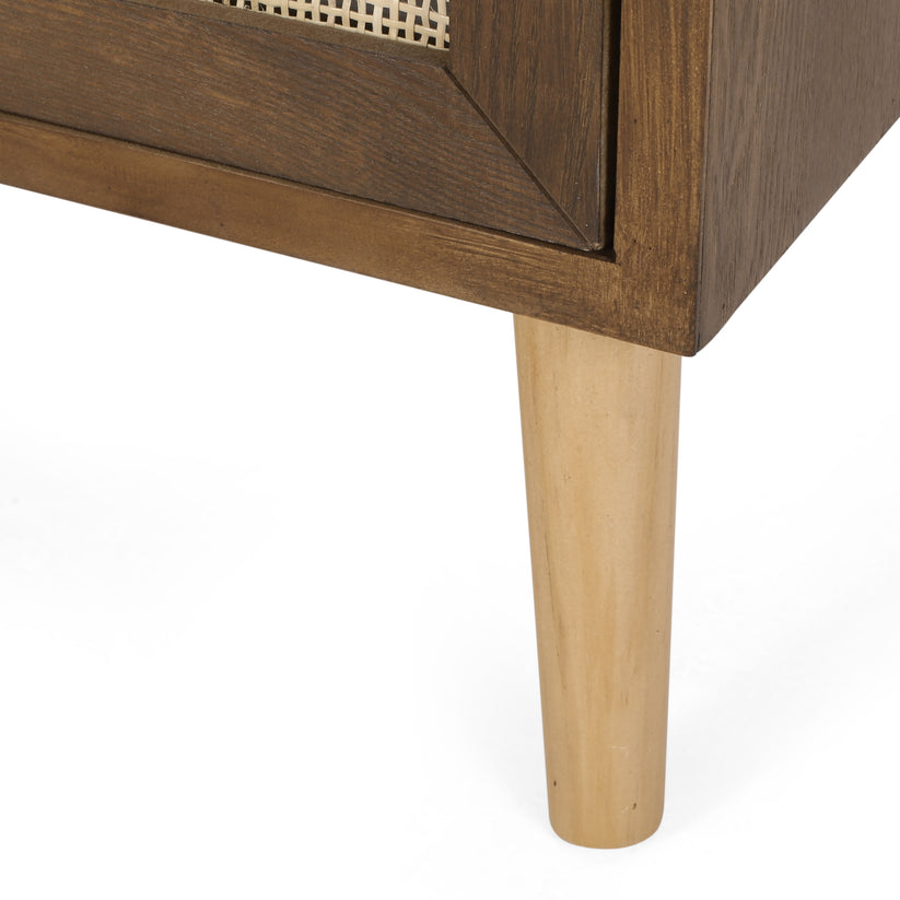 Pilster Contemporary End Table with Storage, Walnut, Natural, and Anti ...