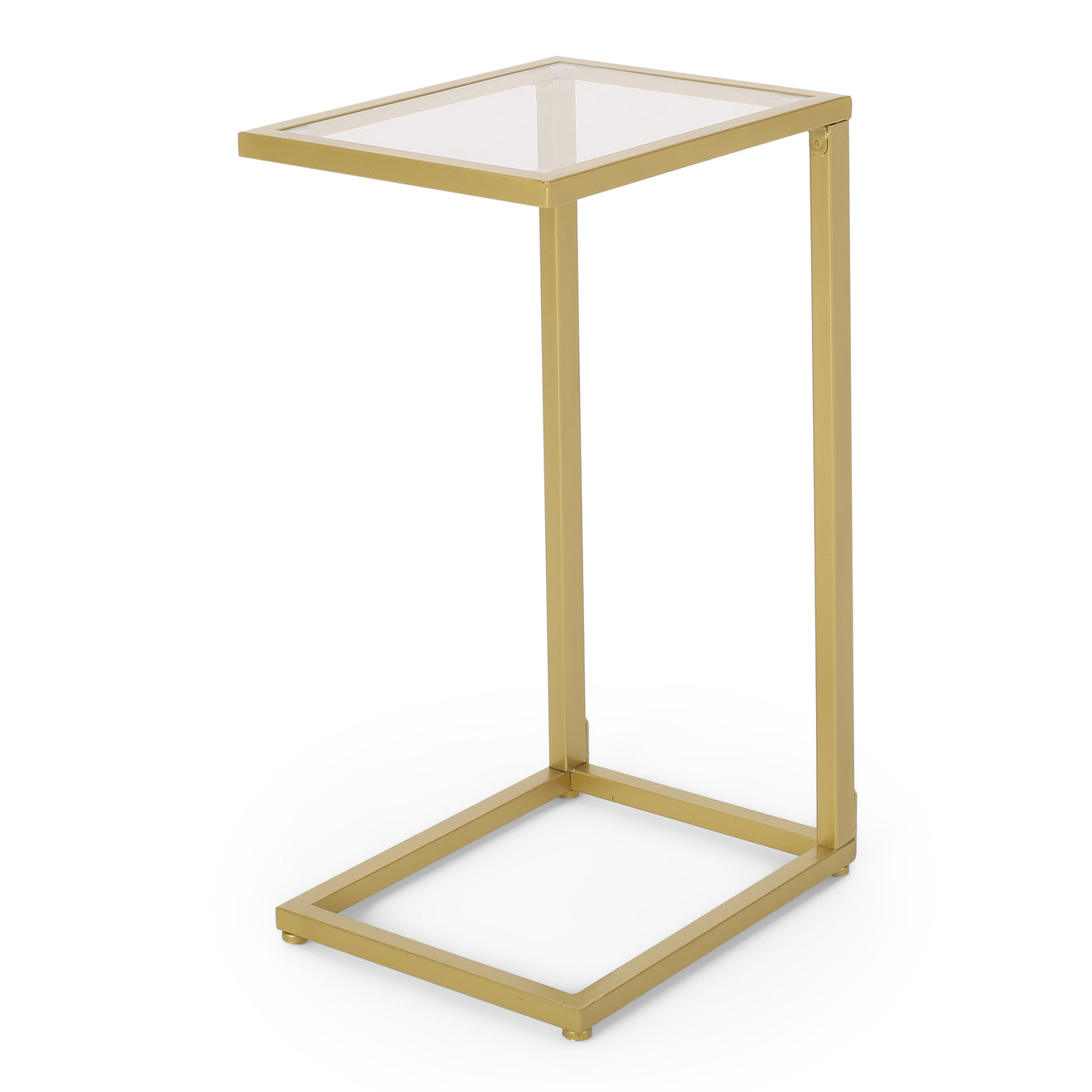 Hebble Modern Glam Glass Top C-Shaped Side Table, Gold – GDFStudio